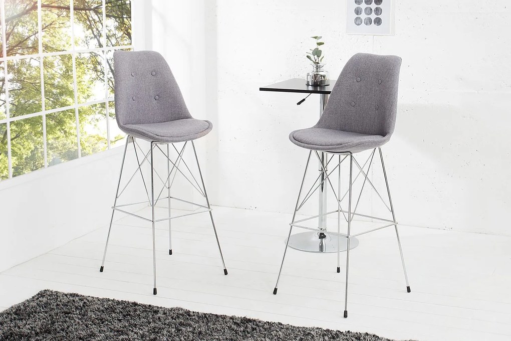 Designová barová židle Sweden retro / šedá