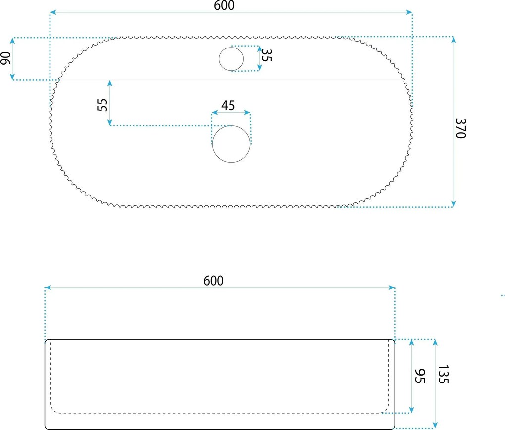 Rea Marcela Vanilla, umyvadlo na desku 600×370×135 mm, béžová matná, REA-U3520