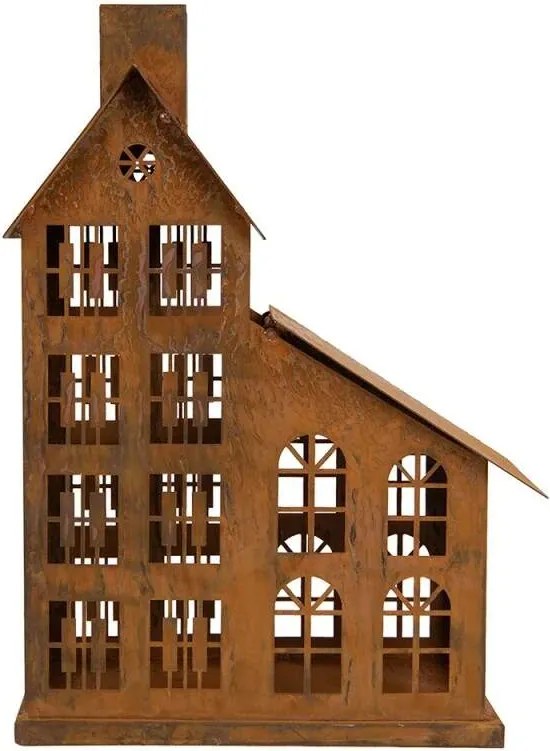 Kovová lucerna domek - 32 cm