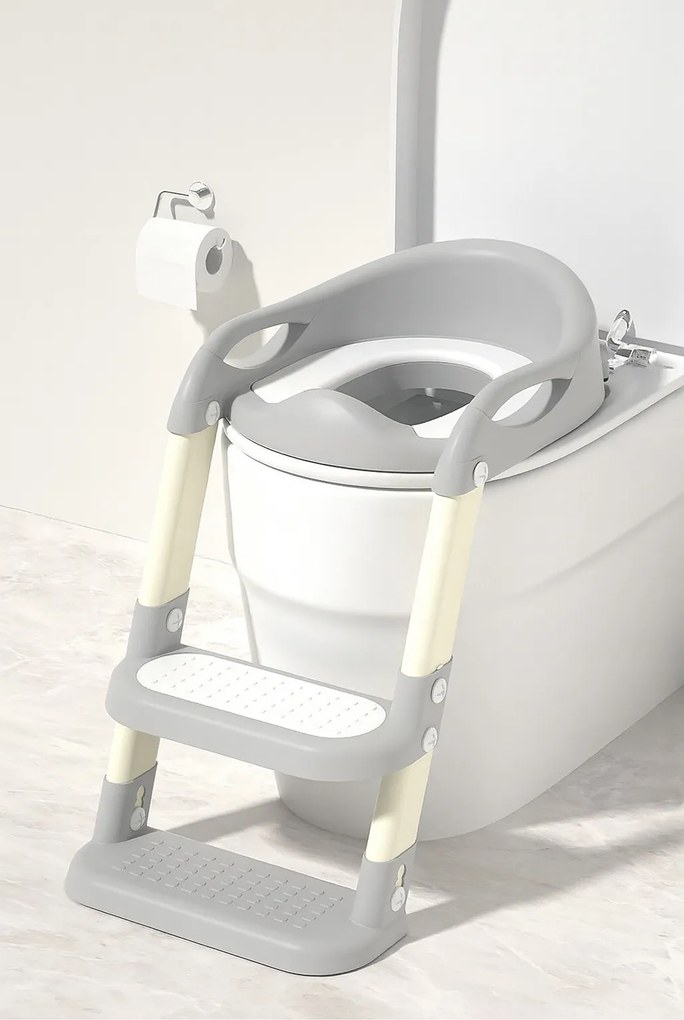 Dětské schůdky 02 s nástavcem na WC šedé