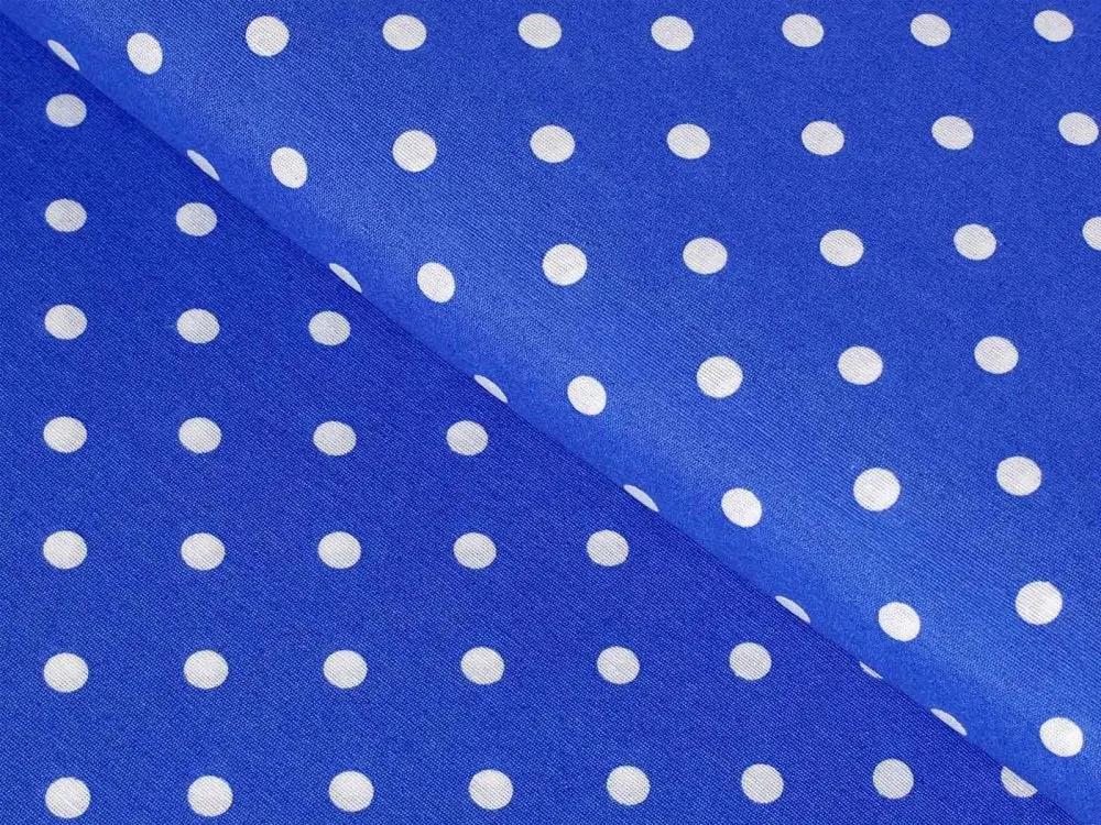 Biante Dekorační běhoun na stůl Leona LN-022 Bílé puntíky na sytě modrém 35x140 cm
