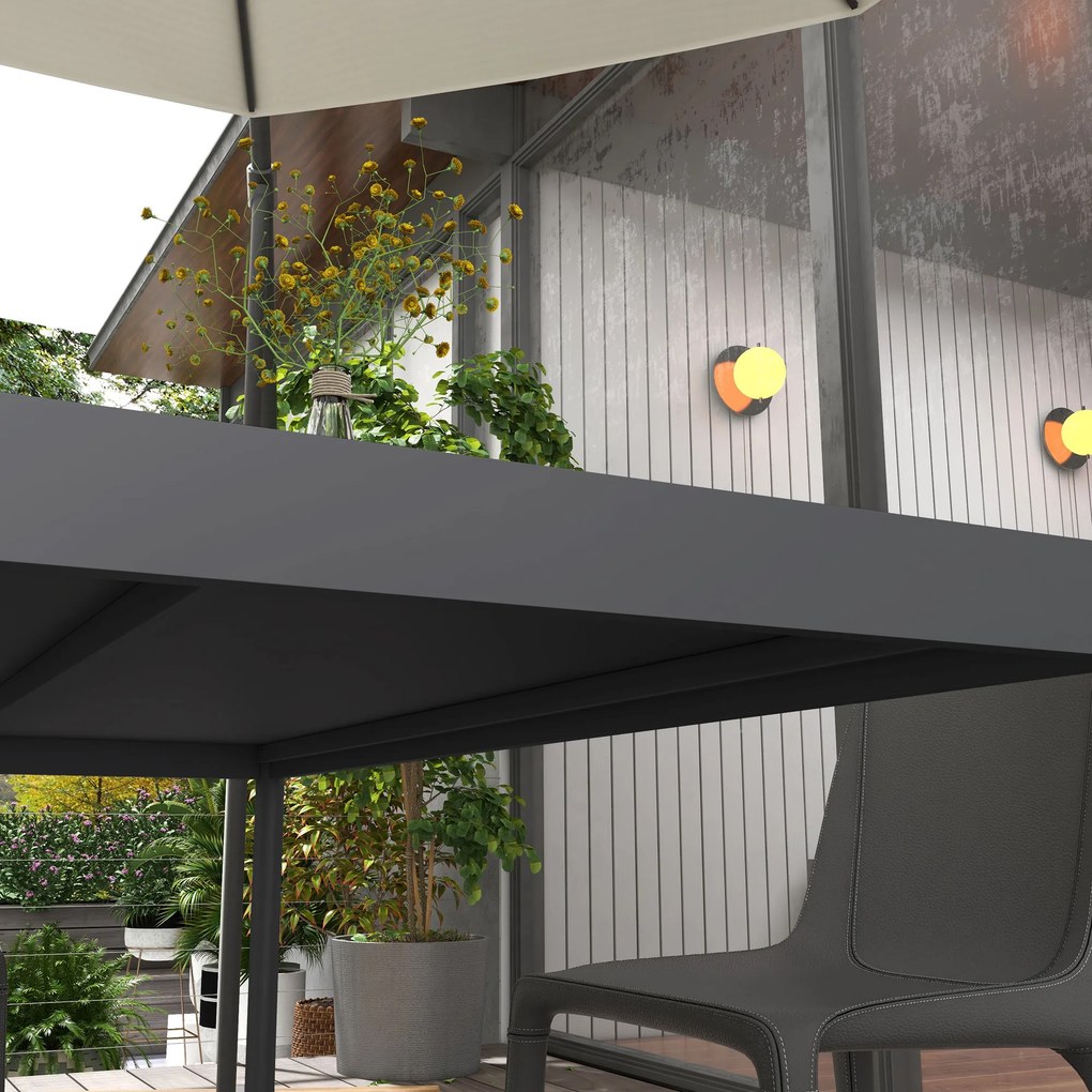 Outsunny zahradní stůl jídelní stůl pro 6 osob stůl na terasu stůl na balkon z hliníku tmavě šedý 145x90x74 cm na zahradu terasu