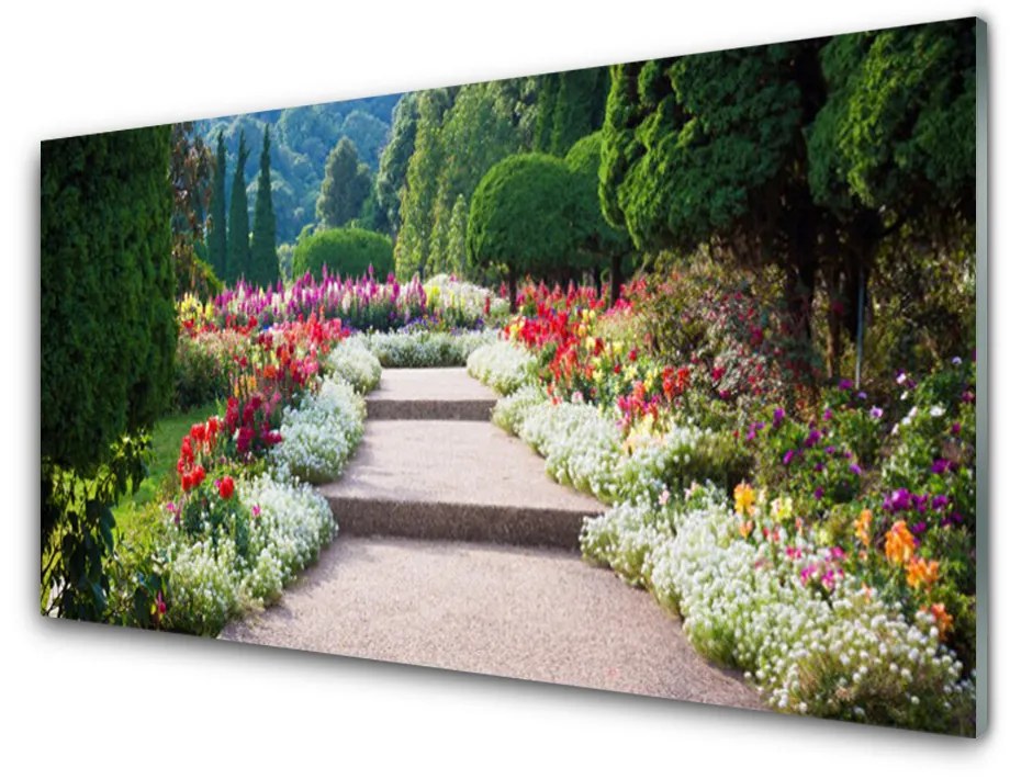 Plexisklo-obraz Park Květiny Schody Zahrada 140x70 cm