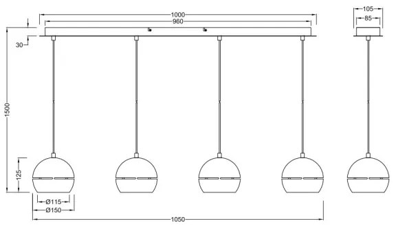 Trio - Lustr na lanku FLETCHER 4xE14/40W/230V mosaz