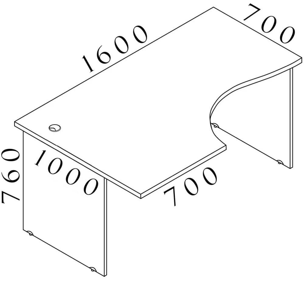 Rohový stůl Visio LUX 160 x 100 cm, levý, ořech