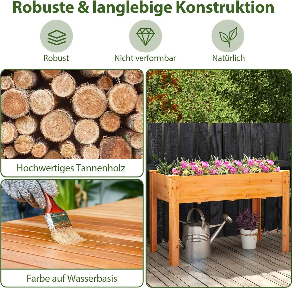 Costway Dřevo vyvýšeného záhonu, vyvýšený záhon, truhlík na rostliny