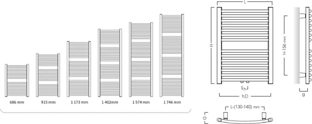 Hopa OMEGA R 600 x 1746 mm RADOME601735 koupelnový radiátor
