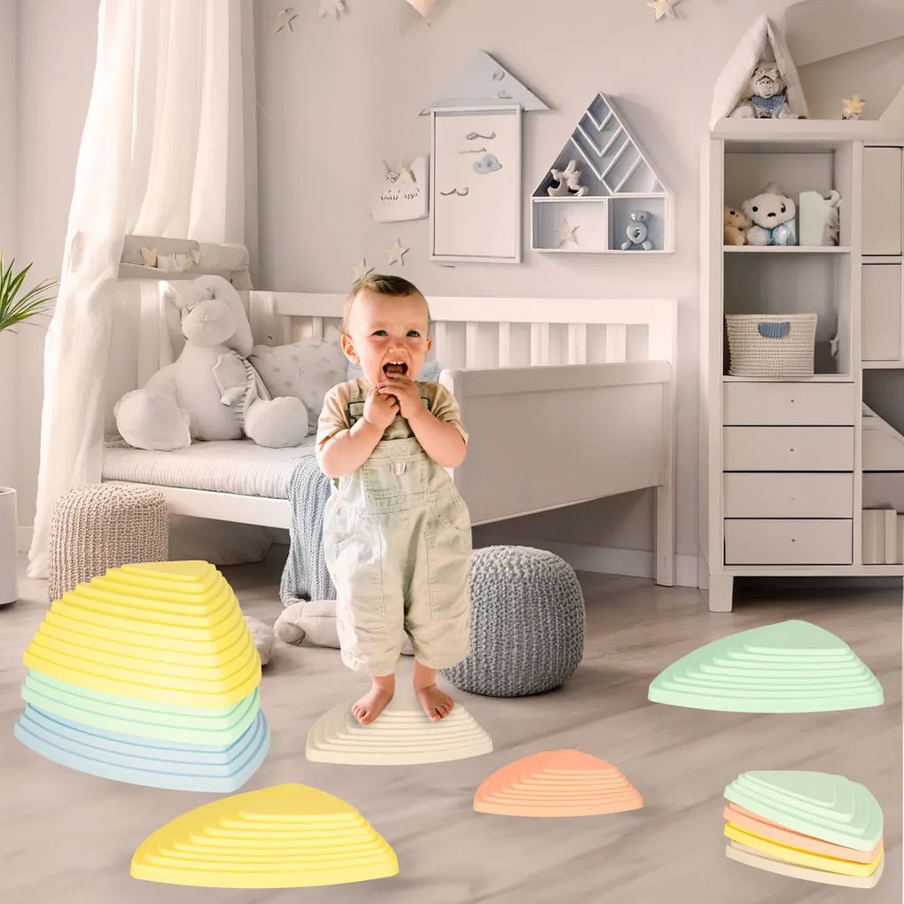 Creative Corner Senzorická stezka říční kameny pro trénink rovnováhy podlaha je láva hra 11 prvků pastelová