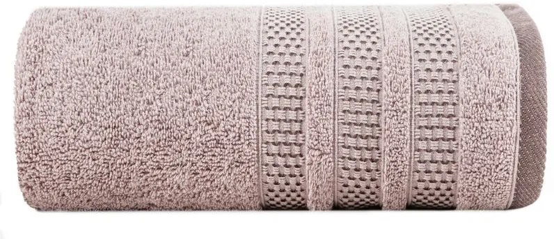 Ručník 50x90 Nastia powder s žakárovým pruhovaným lemem v eko froté stylu 500 g/m2 Eurofirany