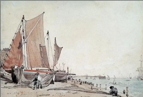 Obraz, Reprodukce - Loď na pláži v Brightonu, John Constable, (80 x 60 cm)