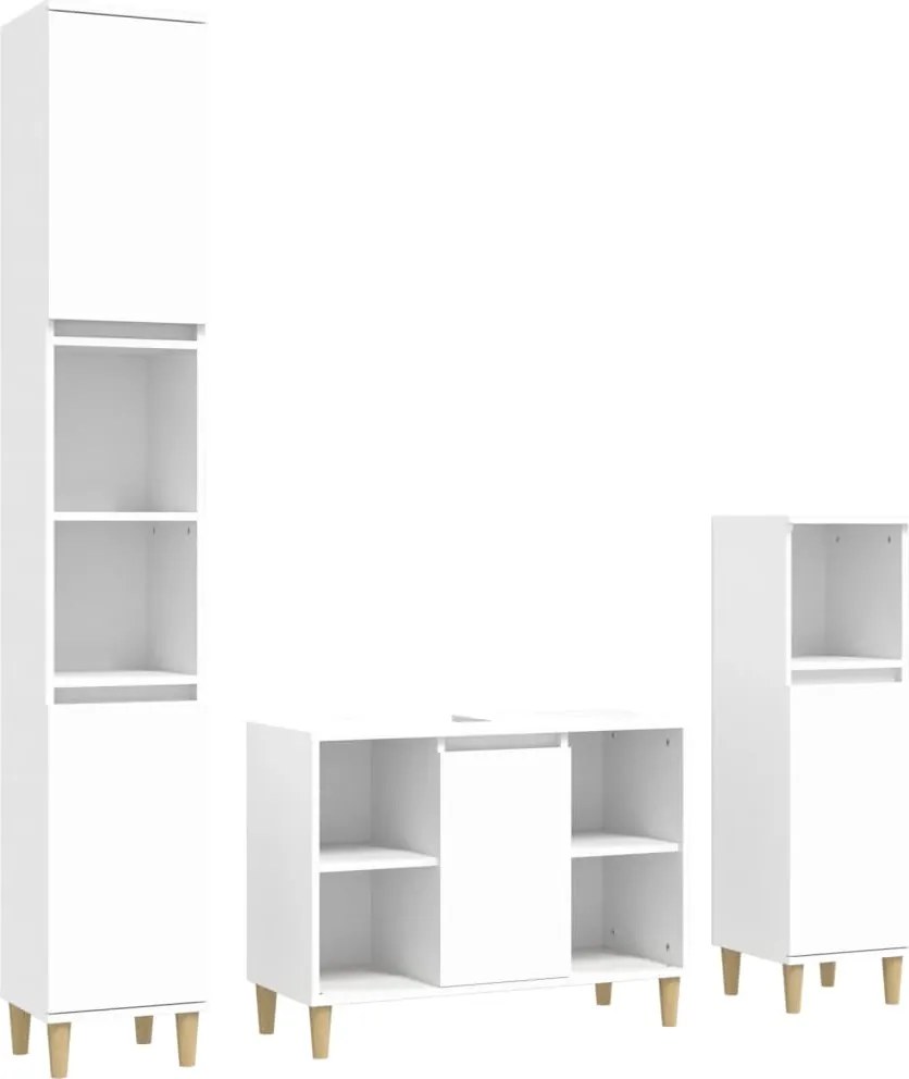 3dílný set koupelnového nábytku bílý kompozitní dřevo 3185613