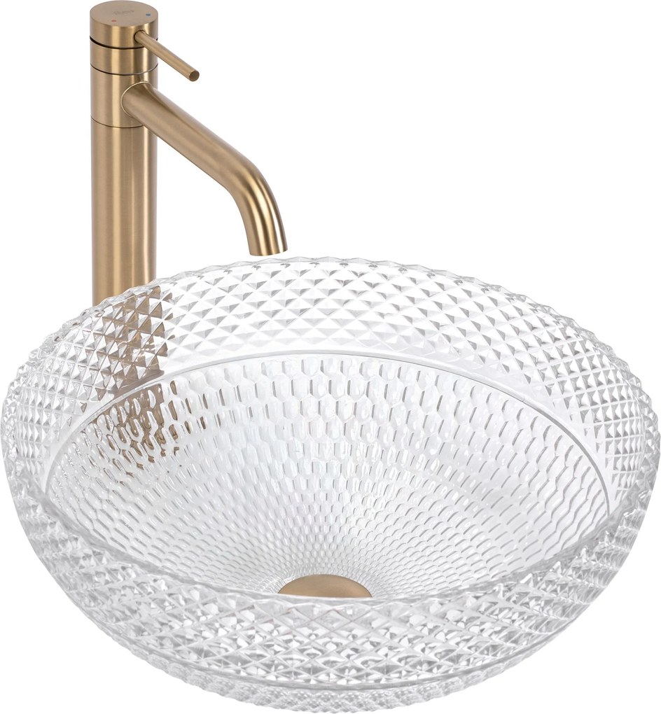 Rea Sue, skleněné umyvadlo na desku 400x400x165 mm, čirá, REA-U4702