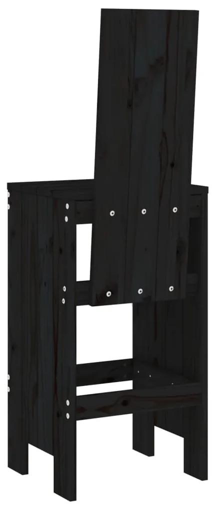 Barové stoličky 2 ks černé 40x42x120 cm masivní borové dřevo,  825356