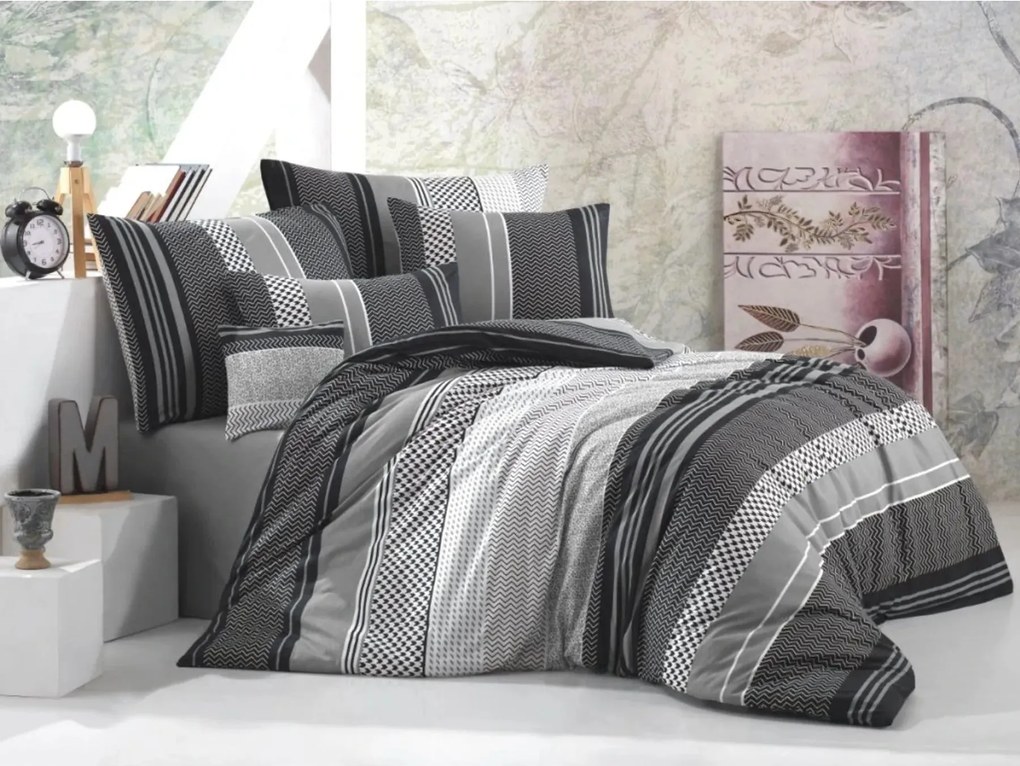 Povlečení bavlna 140x200, 70x90cm Sorento black