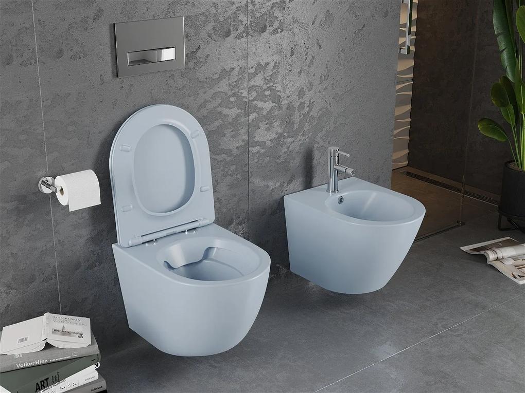Mexen Lena, závěsná toaletní mísa 480x360x355 mm s pomalu padajícím sedátkem, šedo-modrá matná, 30224069