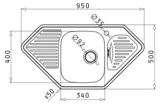 Pyramis 108760801 - Kuchyňský dřez MEDUSA CORNER 95x50 cm