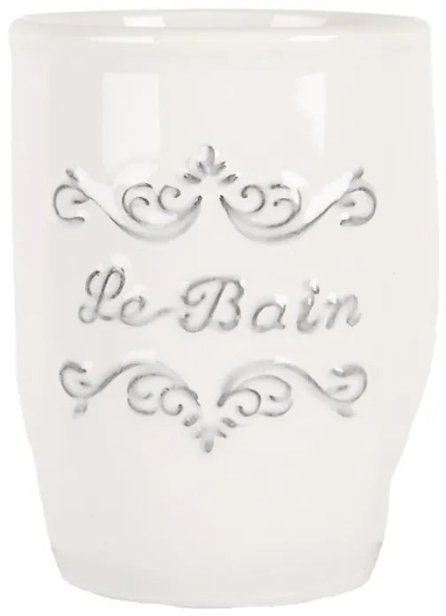 Keramický kelímek / držák na kartáčky s reliéfem Le Bain – 8x10 cm