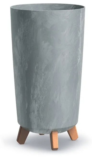 PROSPERPLAST Květináč - GRACIA TUBUS SLIM Beton Effect Průměr: 19,5 cm, Barva: krémová