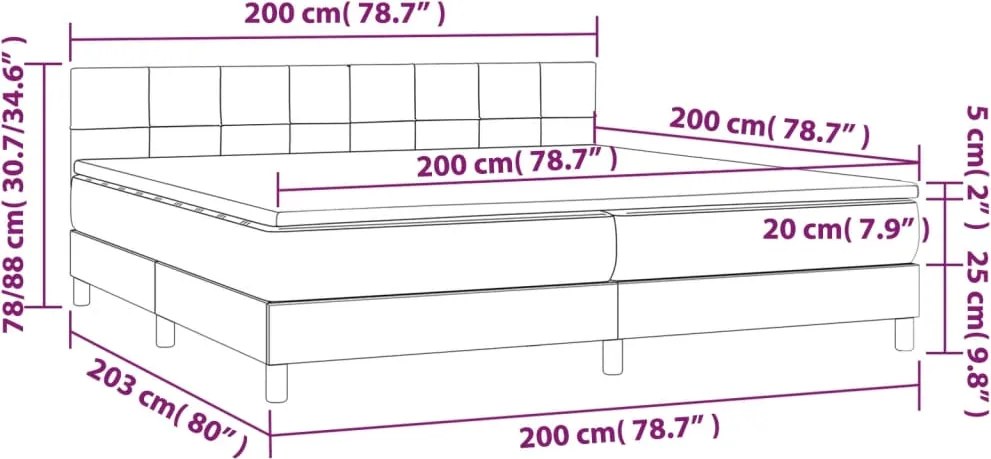 Box spring postel s matrací světle šedá 200 x 200 cm textil 3140641