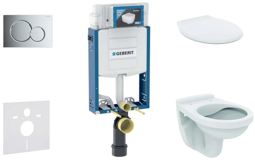 Geberit Kombifix - Set předstěnové instalace, klozet Alpha se sedátkem, tlačítko Sigma01, lesklý chrom 110.302.00.5 NR2