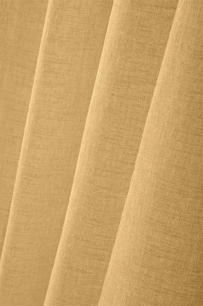 Dekorační záclona s kroužky režného vzhledu PALOMA mustard/hořčicová 140x260 cm (cena za 1 kus) France