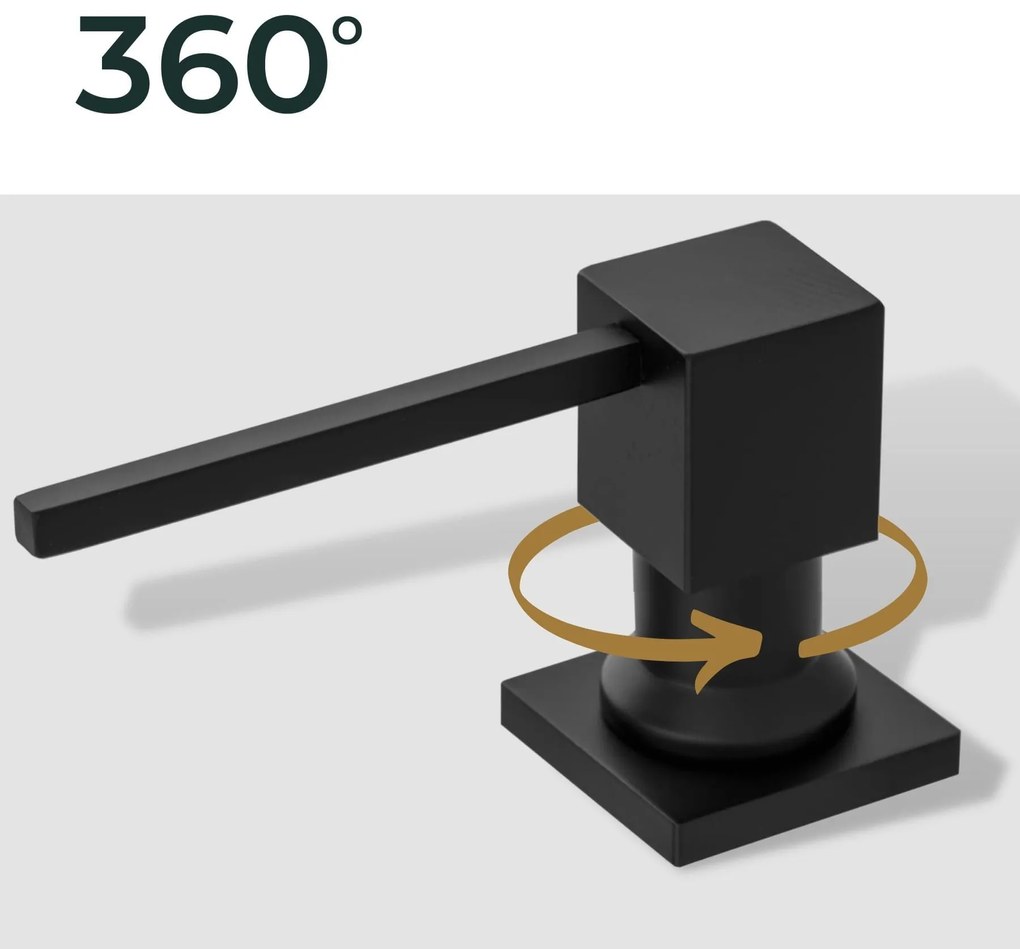 Sink Quality Quatro, dávkovač saponátu pro kuchyňský dřez 400ml, černá matná, SKQ-DOK-BK