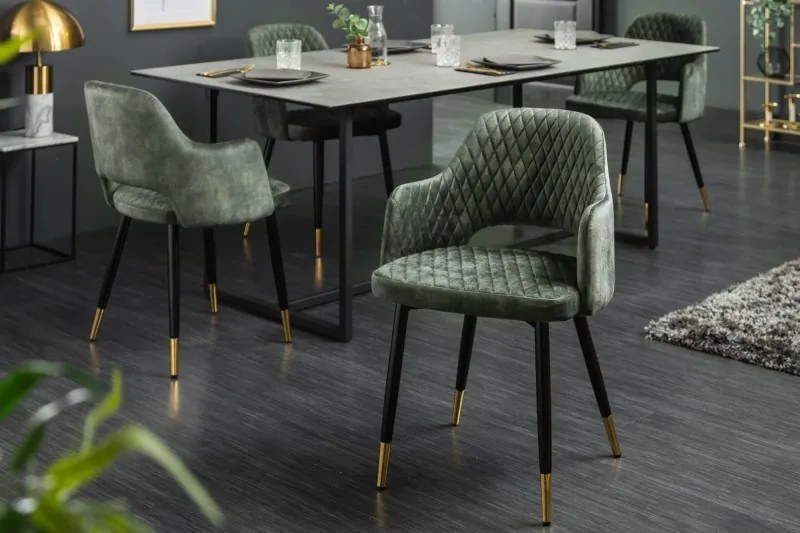 Designová židle Laney šedozelený samet