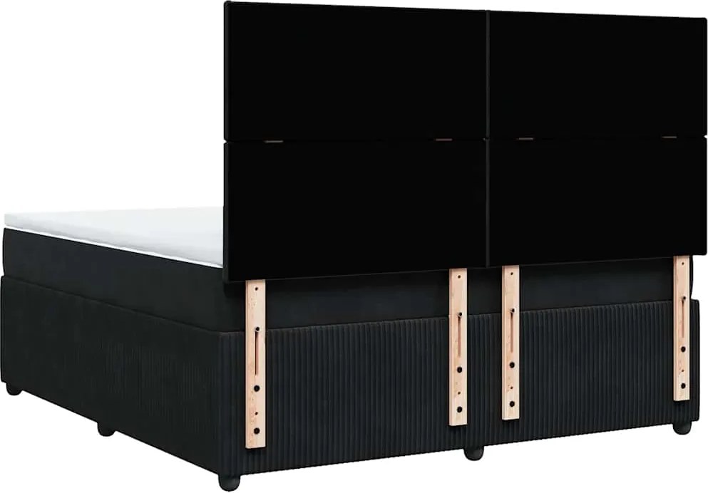 Box spring postel s matrací černá 180x200 cm samet 3292402
