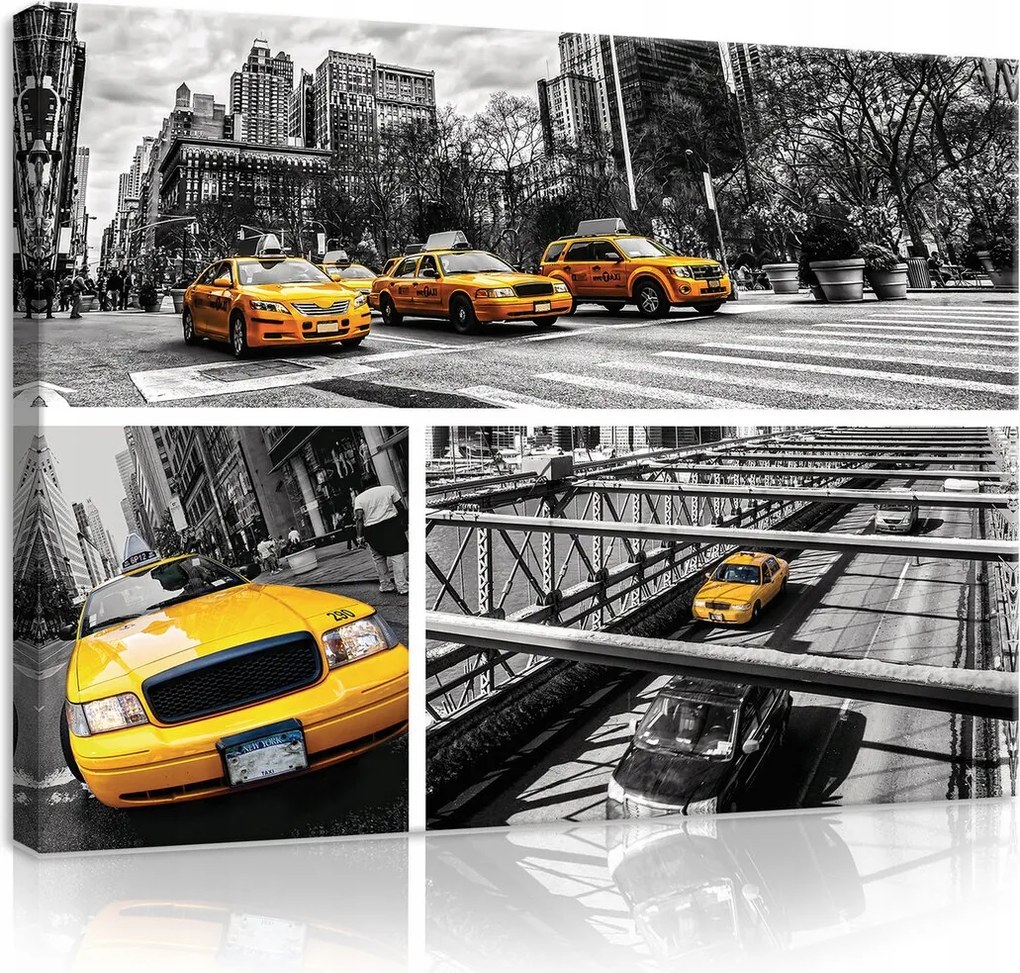 Obraz 80x60 Město taxi New York dynamika pohyb žlutý kontrast