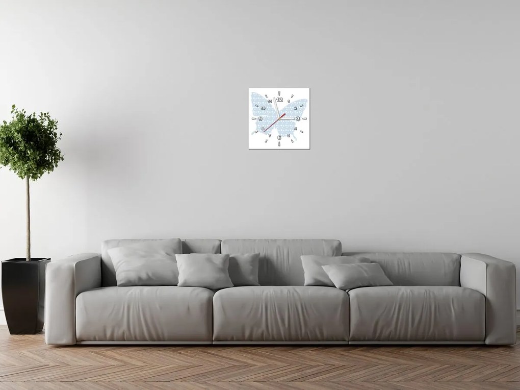 Gario Obraz s hodinami Modrý motýlek Rozměry: 40 x 40 cm