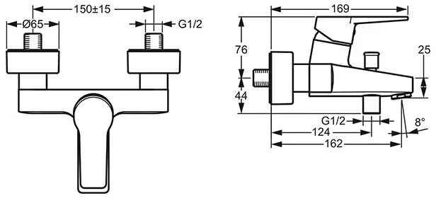 Hansa Vanová nástěnná páková baterie HANSATWIST 9742183