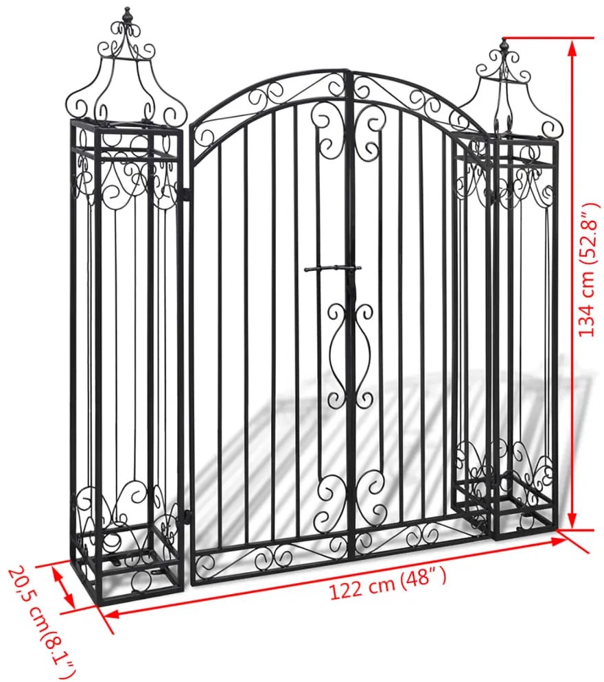 vidaXL Marketos Okrasná zahradní brána kované železo 122 x 20,5 x 134 cm