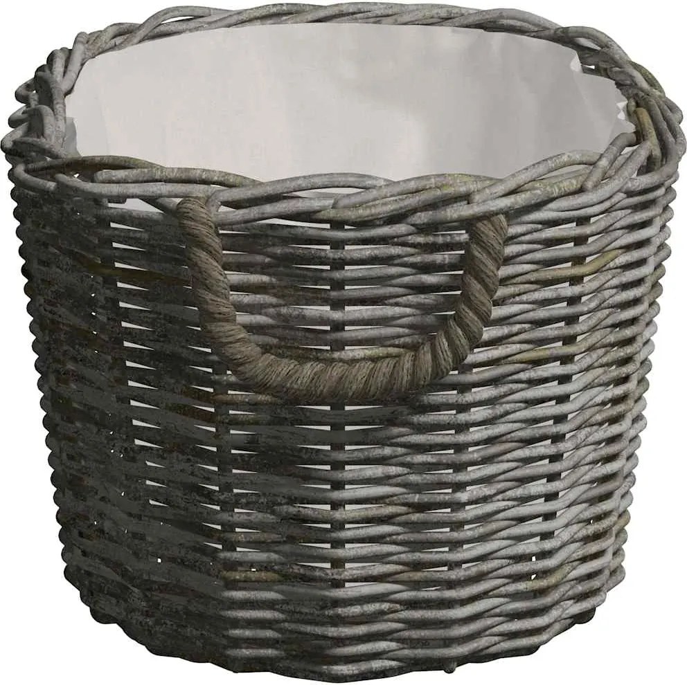 Koš na dřevo s držadly 59 x 42 x 28 cm šedá vrba 286985