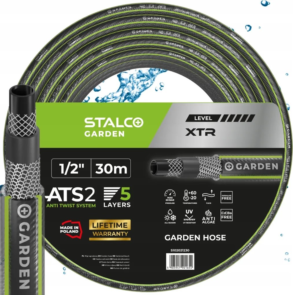 Zahradní Hadice Ats 1/2 30 M 5 Vrstev Xtr Stalco Garden Silná, Odolná Vůči Uv Záření