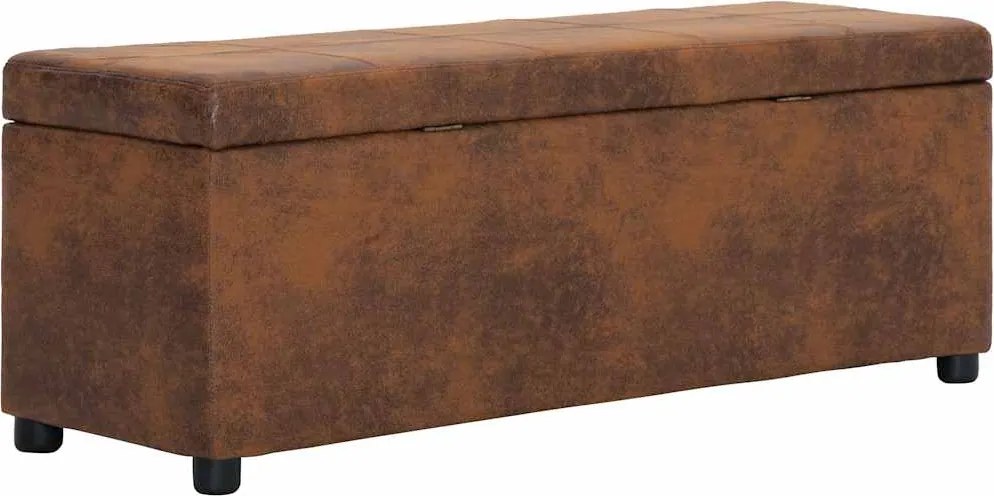 Lavice s úložným prostorem 116 cm hnědá umělá broušená kůže 281315