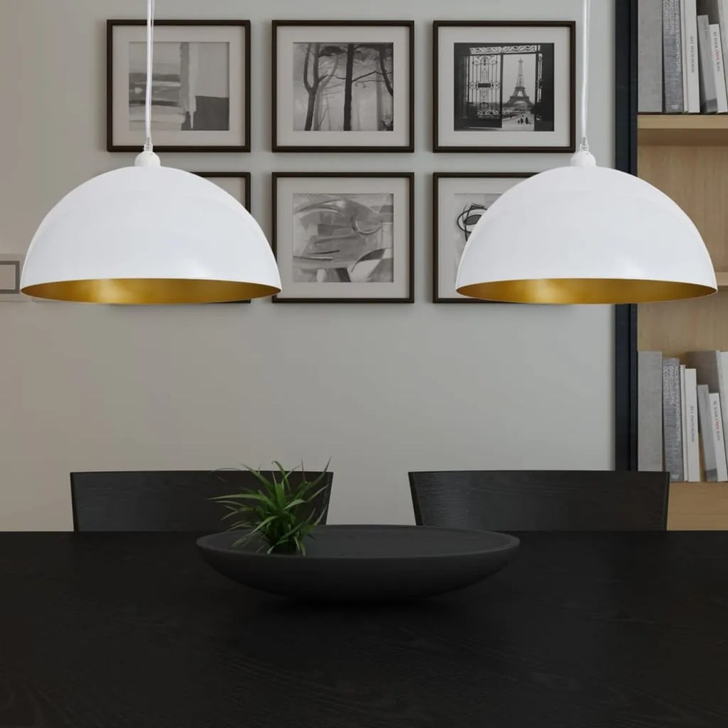 Stropní lampa polokoule 2 ks s nastavitelnou výškou bílá 241114
