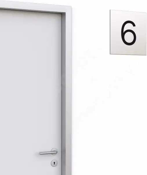 ACCEPT Označení podlaží - číslo "6" - stříbrná tabulka - černý popis