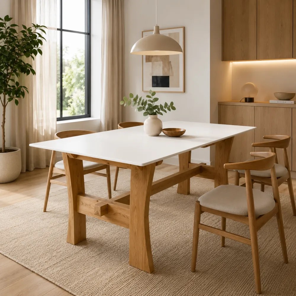 Jídelní stůl SETA BLANC – 180 × 90 cm, keramická deska 12 mm