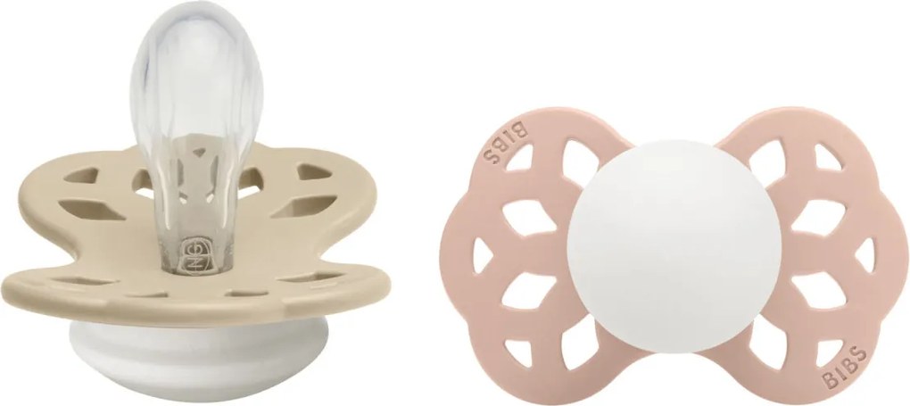 Bibs Infinity symetrické dudlíky silikon 0 - 6 měsíců 2 ks Ivory-sage