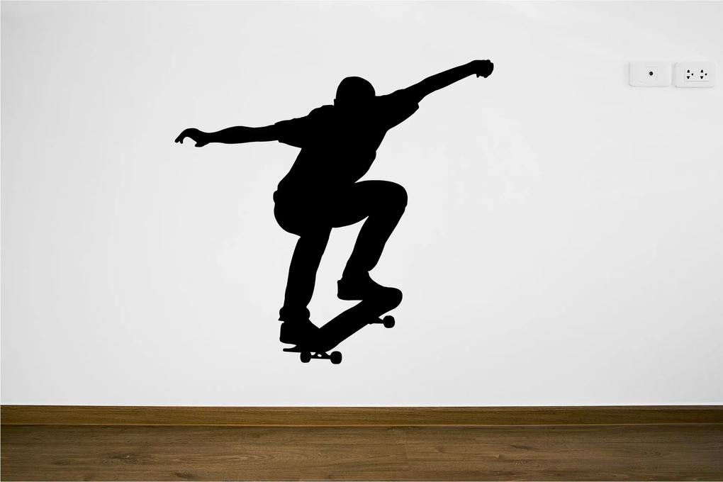 Lepy.cz Samolepka na zeď Skateboardista - doskok Velikost (šířka x výška): 90x90cm, Barevná varianta: Krémová