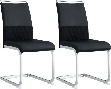 Aosom Sada 2 moderních a ergonomických jídelních židlí s vysokým opěradlem z umělé kůže a látky s efektem lnu, černá