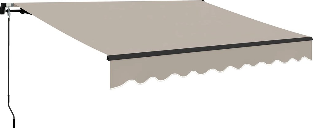 Outsunny Ručně Odtahovaný Markýza 360x220 cm Balkonová Markýza s Hliníkovou Kličkou 3 Ramena a UV30+ Ochrana Externí Rolovací Markýza pro Zahradu Tera