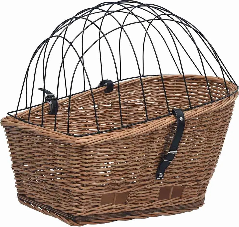 Koš na zadní kolo s krytem 55 x 31 x 36 cm přírodní vrba 170903