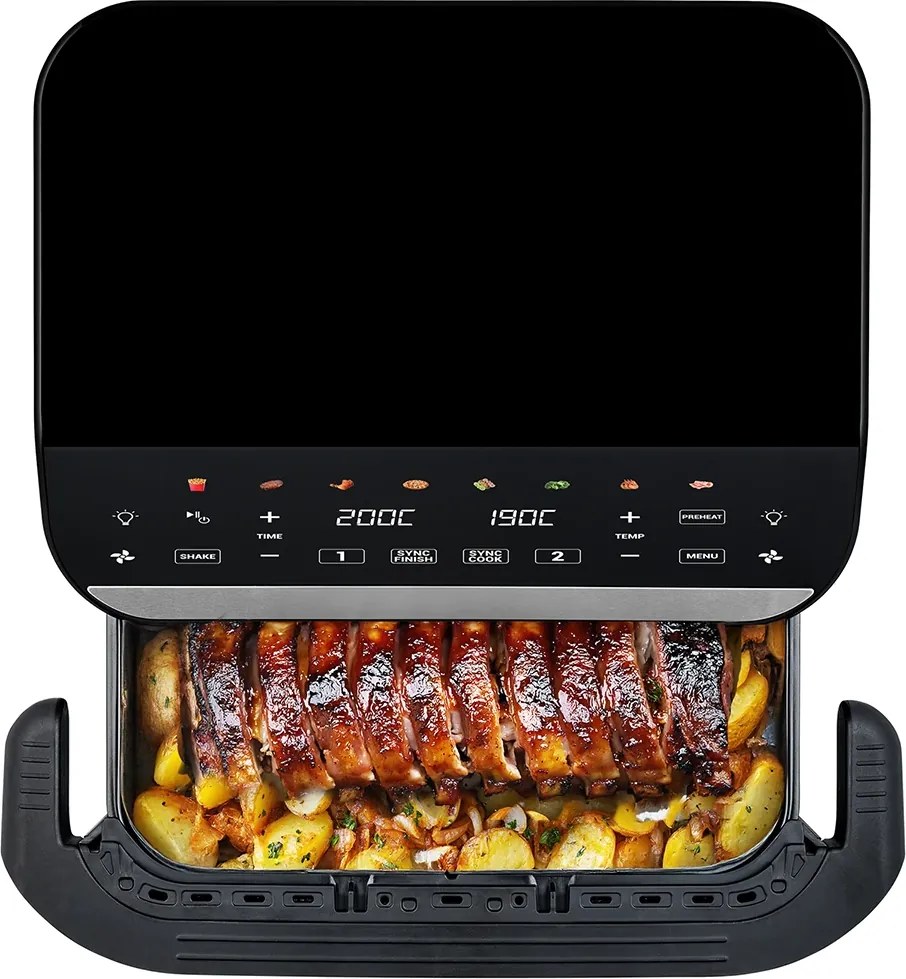 TESLA AirCook DualHeat QD575 XXL - multifunkční duální digitální horkovzdušná fritéza