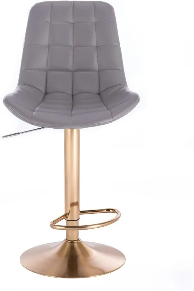 LuxuryForm DESIGN Barová židle PARIS na zlaté kulaté podstavě - šedá