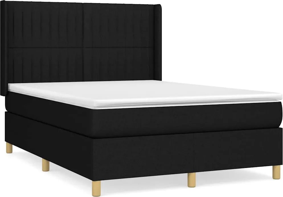 Box spring postel s matrací černá 140x200 cm textil 3132155