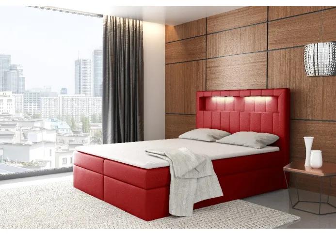 Designové jednolůžko Elyan s úložným prostorem červená eko kůže 120 x 200 + topper zdarma