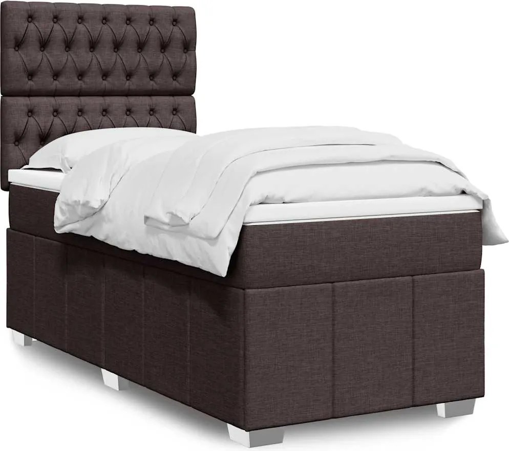 Box spring postel s matrací tmavě hnědá 90x200 cm textil 3291561