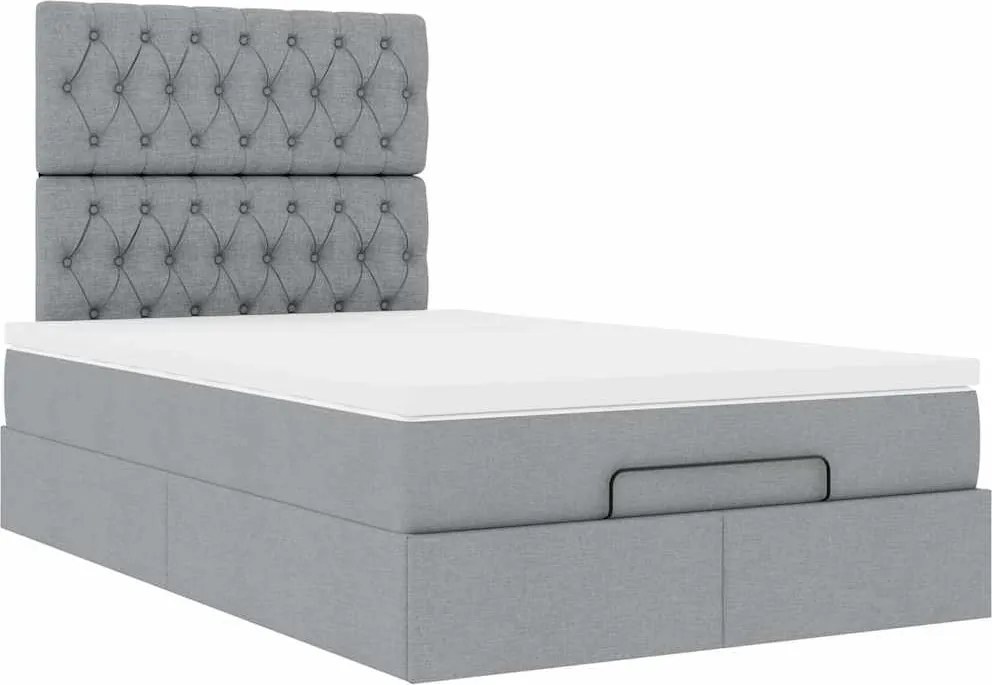 Osmanský rám postele s matrací světle šedá 120x190 cm textil 3314072