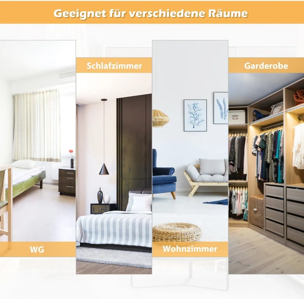 Costway Nástěnné zrcadlo celovečerní zrcadlo s výškově nastavitelnými